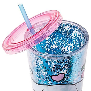 Silver Buffalo Sanrio Hello Kitty and Friends Cinnamoroll Hearts and Cherries Plastic Confetti Cold Cup with Lid and Straw, 32 Ounces