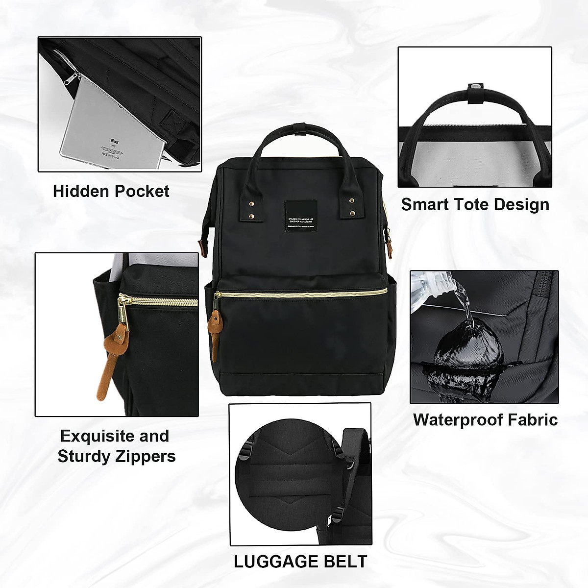 Refutuna Laptop Backpack, 15.6 Inch Work Backpack for Women, Nurse Bag, Teacher Bag, College School Laptop Bookbag, Waterproof Anti-theft Travel Business Backpack (Black)