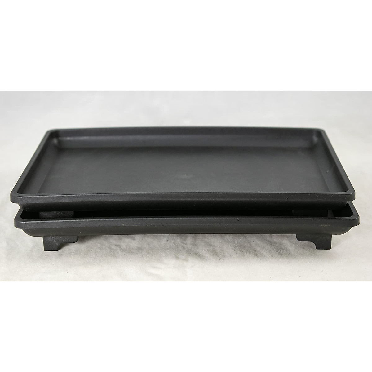 2 Rectangular Black Plastic Humidity/Drip Tray for Bonsai Tree and House Indoor Plants - 9"x 6"x 1"