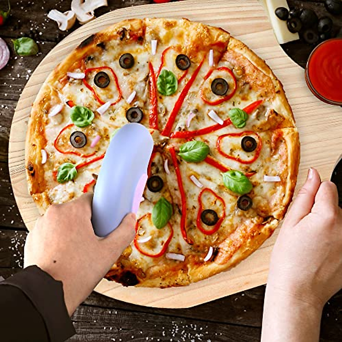 KORCCI Pizza Stone 15 x 12In, Free Wooden Pizza Peel Paddle, Rectangular Pizza Stone for Oven Baking & BBQ Grilling. Cordierite Thermal Shock Resistant Cooking Stone, Durable and Safe