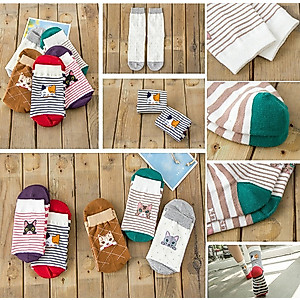 Cute Socks Womens Dog Cat Novelty Animal Socks for girl Cartoon Cotton Casual Crew Funny Socks 5 Pairs, E Cat style 1