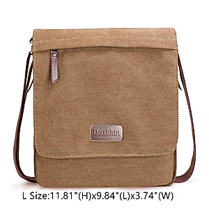 Berchirly Canvas Shoulder Bag Men Casual Travel Male 8Inch Crossbody Messenger Bag Black