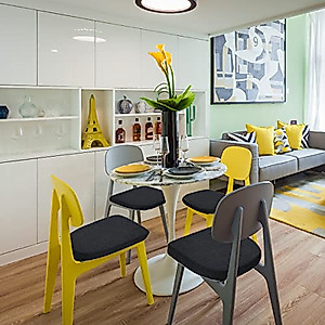 BUYUE Natural Linen 14x14 Magnetic Cushions for Metal Chair Set of 4, Enhanced Anti-Slip Seat Pads for Dining Kitchen Café Stackable Chairs (U-Shape, Black, 4 Counts)