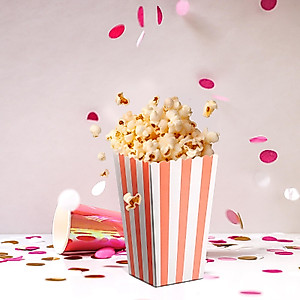48 Pcs Pink Popcorn Boxes: Striped Paper Popcorn Bags Popcor Boxes French Fry Cups Snack Holders for Birthday Party Favor Supplies