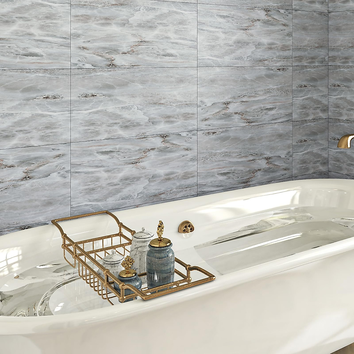 Livelynine 11-Pack 24X12 Peel and Stick Floor Tile Stickers for Kitchen