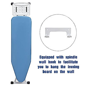 ALIMORDEN Space Saver Ironing Board 43" X 13" with Smart Hanger Adjustable Height 28"-35" Easy Storage, Heat Resistant Silicone Tray, Padded Top Blue