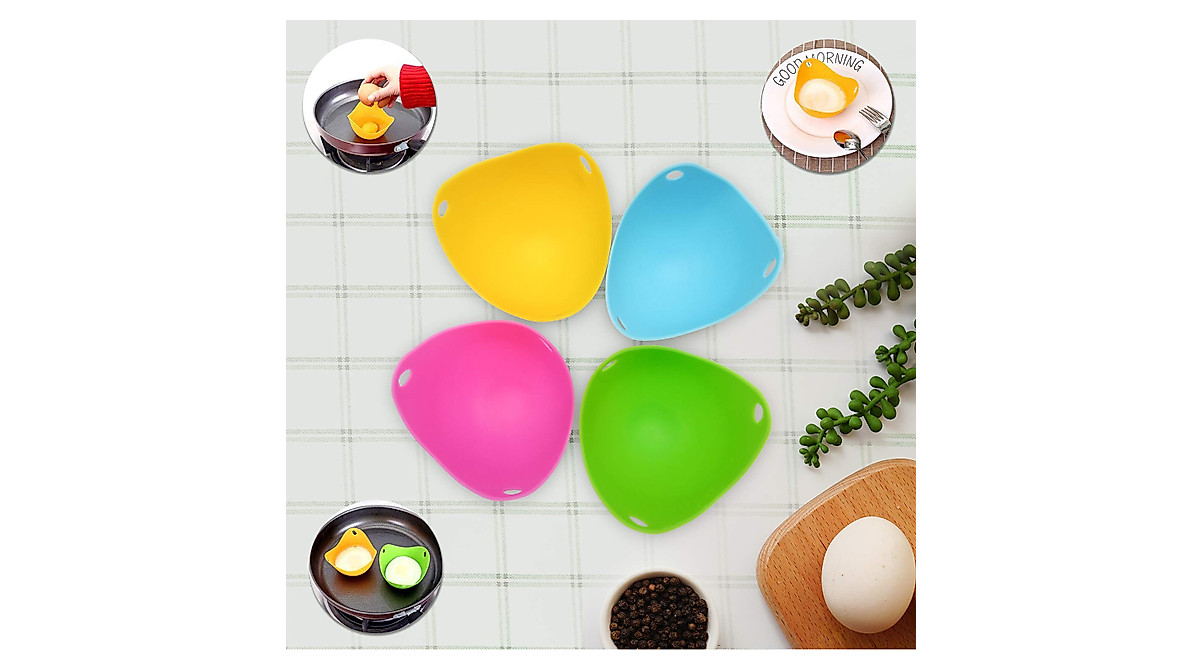 Easy Clean Silicone Egg Poacher Cups - Pack of 4
