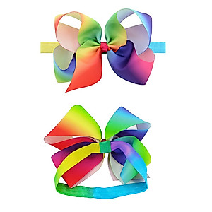 BGFKS Newborn Baby Girls 1st Birthday Photography Outfit Sets Layered Rainbow Tutu Skirt with Hairbow and Crown Headband