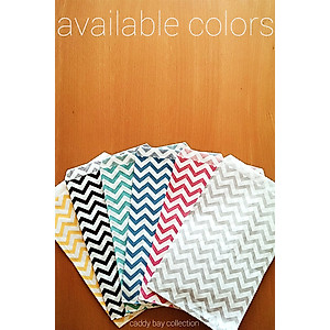 200 pcs Chevron Paper Gift Bags Shopping Sales Tote Bags 6" x 9" Shimmering Silver with Caddy Bay Collection Microfiber Cleaning Cloth