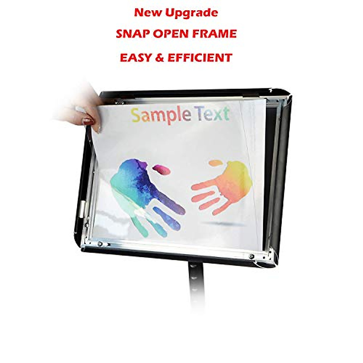 AltraTech Adjustable Sign Holder 2 Pack Aluminum 8.5” X 11” Lobby Sign Snap-Open Frame Sign Holder Stand With Both Vertical And Horizontal View For Store Display, Exhibition (Black