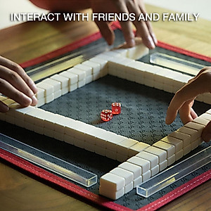 Bavokon Professional Chinese Mahjong Set,Mah Jong Set with Portable Long Mahjong Box,144 Numbered Melamine Large Size Tile with Carrying Travel Case,Complete Mahjong Game Set for Home Entertainment