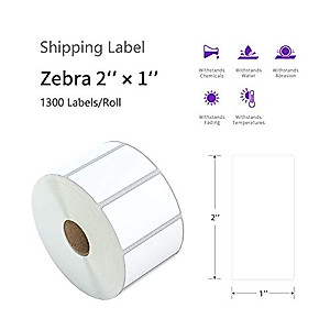 AveneMark 12 Rolls 2" x 1" Direct Thermal Labels for Barcodes Postage Address Shipping Labels Compatible with Rollo & Zebra Desktop Printers Adhesive - 1300 Labels/Roll