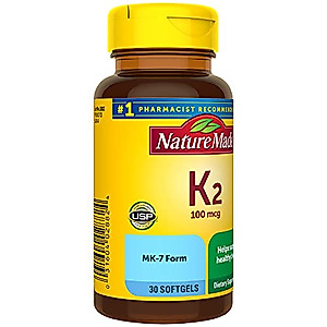 Nature Made Vitamin K2 100 mcg, Healthy Bone Supplements, 30 Softgels, 30 Day Supply