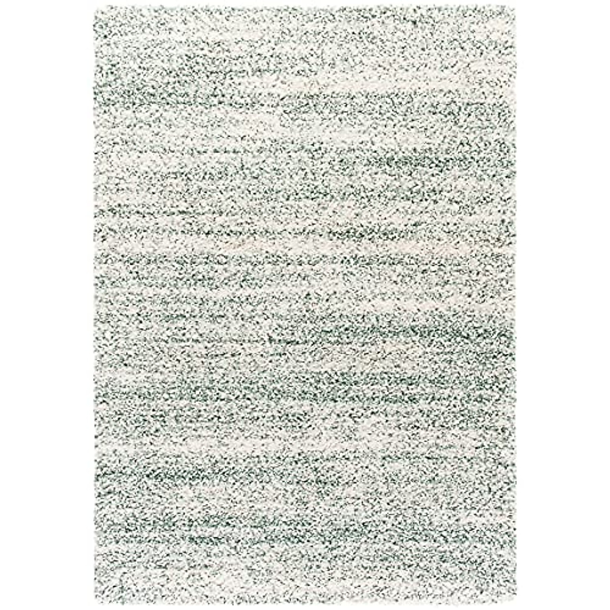 SAFAVIEH Hudson Shag Collection 5'1" x 7'6" Ivory / Green SGH295X Modern Abstract Non-Shedding Living Room Bedroom Dining Room Entryway Plush 2-inch Thick Area Rug