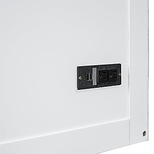 WADRI Full Size Murphy Bed with USB Port and a Large Drawer, Wood Mobile Murphy Chest Bed, Muti-Functional Cabinet Bed for Home Office or Small Room (White-Full-32)