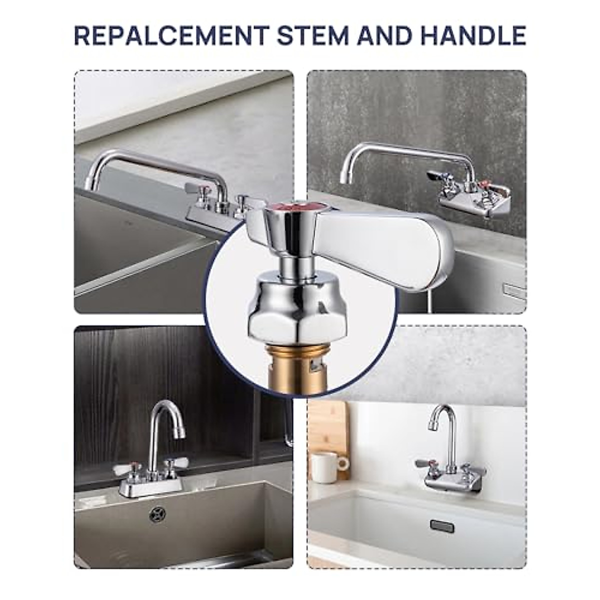 Sepaitek Red Hot Faucet Handle Repalcement Valve Stem Repalcement Assembly, Faucet Parts for Commercial Kitchen Faucet, Brass Constructed with Ceramic Disc