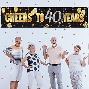 40th Birthday Banner, Happy 40th Birthday Cheers to 40 Years Birthday Sign Gold Glitter Birthday Banner, Anniversary Celebration Backdrop Party Decoration Supplies for 40 Birthday
