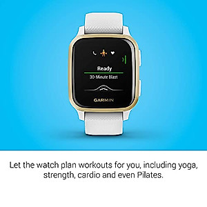 Garmin Venu Sq, GPS Smartwatch with Bright Touchscreen Display, Up to 6 Days of Battery Life, Light Gold and White (Renewed)