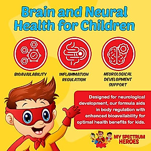 My Spectrum Heroes Kids Powder Multivitamin - Dissolvable Powder Supplement, Better Absorption, Non-GMO, Non-Gluten, No Artificial Ingredients - Neural Help for Children on The Spectrum - 122g(4.30oz)