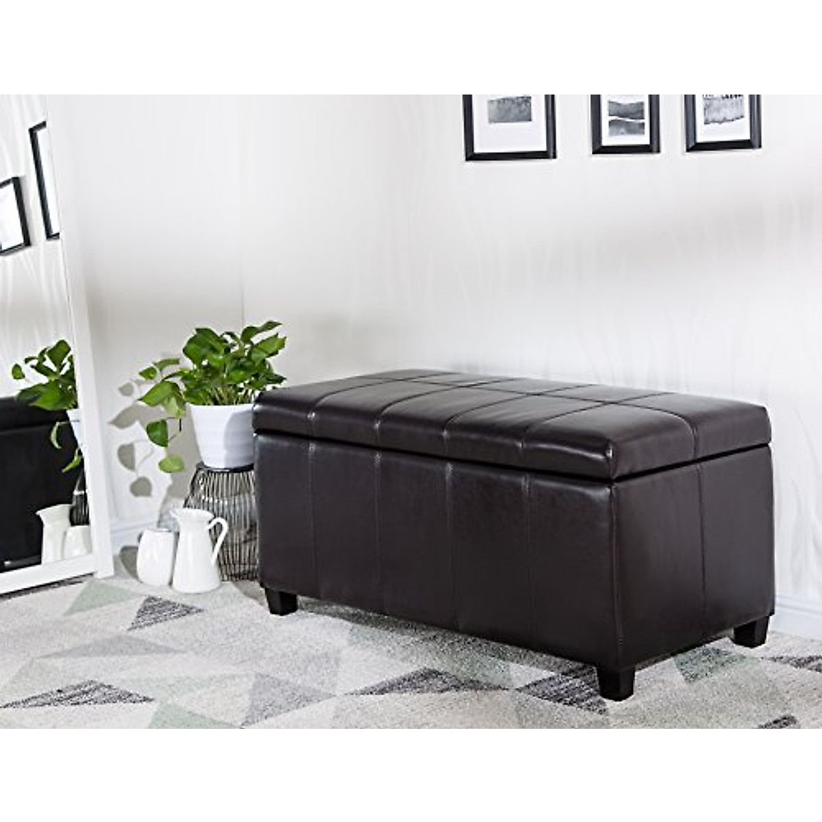 FIRST HILL FHW Marion Rectangular Storage Ottoman, Russet Brown