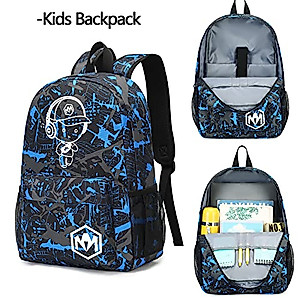 School Backpack for Teen Boys Bookbags Elementary High School Kids Travel Daypacks (Blue)