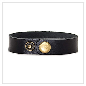 Mgutillart Punk Vintage Alloy Buckle Wristband Leather Cuff Bracelet(Black)