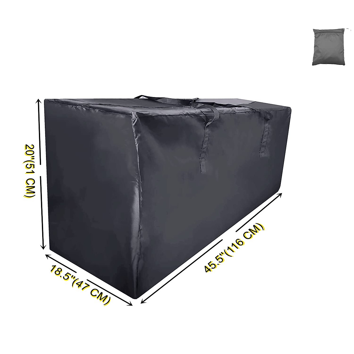 EASYMALL 2 Pack Outdoor Cushion Storage Bag Waterproof, 45.5" L x 18.5" W x 20" H Outdoor Pillow Storage Bag, Patio Cushion Storage Bag, Outdoor Cushion Storage Bags for Patio Furniture