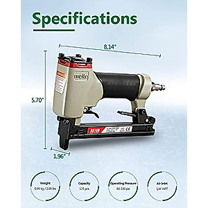meite 8016B Upholstery Stapler-21 Gauge 1/2-Inch Crown 1/4-Inch to 5/8-Inch Pneumatic Fine Wire Stapler