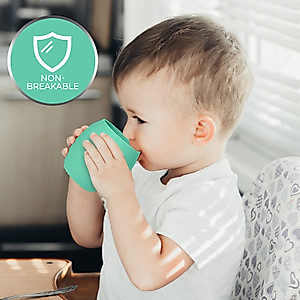 Sperric Silicone Mini Cups For Toddlers Baby Drinking Training Cup (2 Pack) 4.5 OZ (Light Blue/Cool Gray)