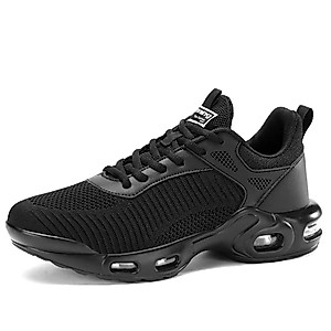 Kapsen Mens Low Top Walking Shoes Lightweight Breathable Non Slip Air Running Shoes Comfortable Fashion Sneakers Workout Casual Black