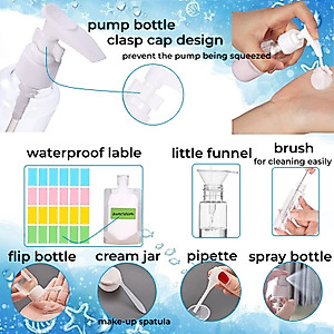 Gpurplebud Travel Pouches for Toiletries - 26 Pack TSA Approved Portable Fluid Packing Bags with Labels Refillable Squeeze Pouches Travel Accessories for Shampoo Conditioner Lotion Soap Liquids (Pink)