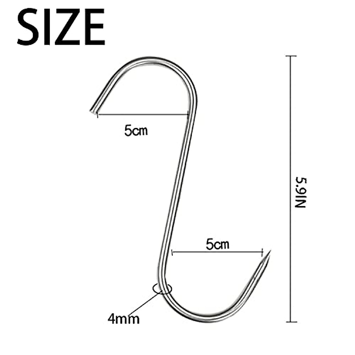 Meat Hooks,Premium Stainless Steel Butcher Hook Smoking Hooks, Meat Processing for Hanging, Butchering, Smoking, BBQ, Grilling, and Hanging Drying Tool (5.9IN)