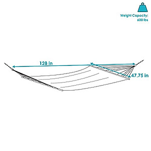 Sunnydaze Polyester Rope Hammock, Large Double Wide Two Person with Spreader Bars - for Outdoor Patio, Yard, and Porch - Mocha