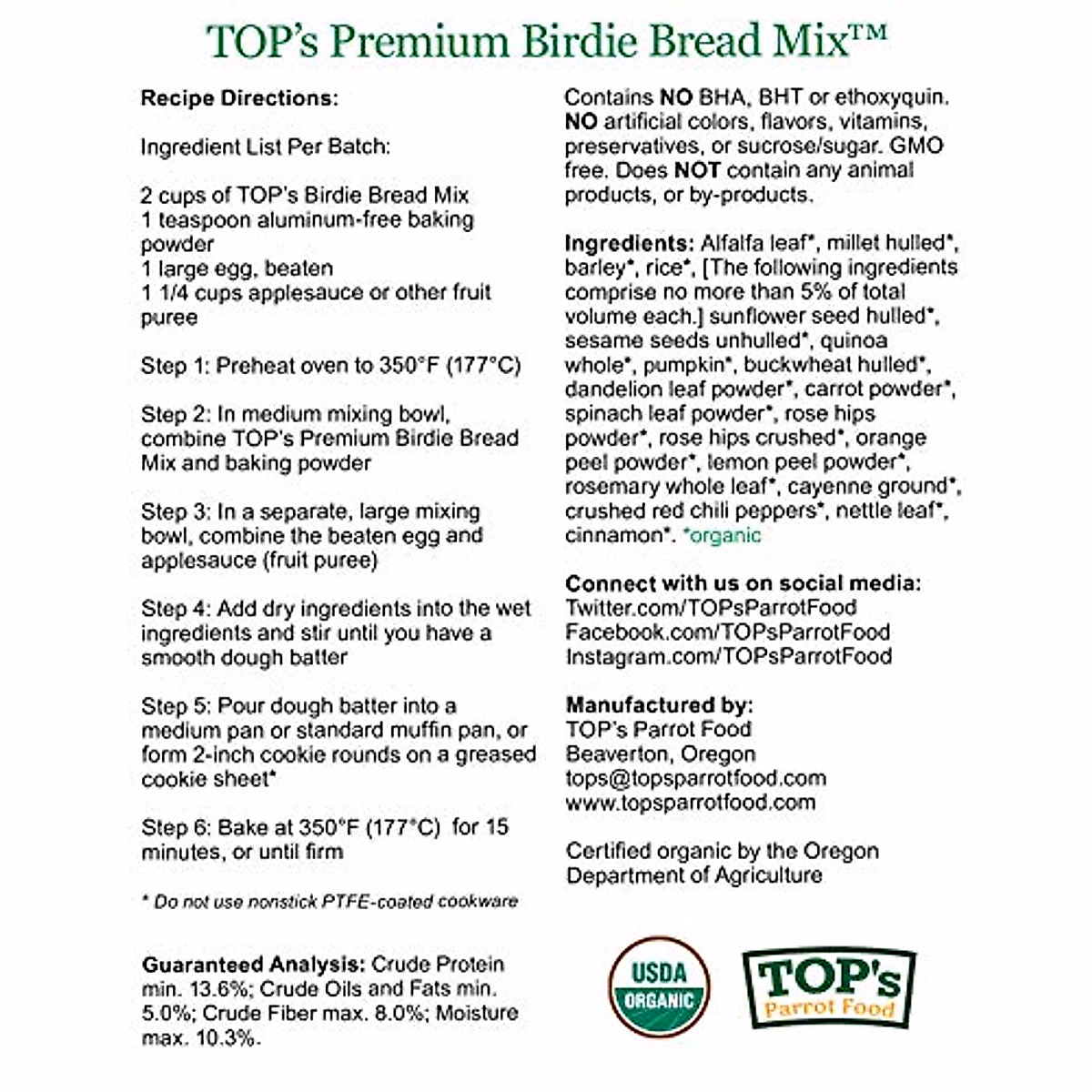 TOP's Premium Birdie Bread Mix Cajun Spice 1.35lbs