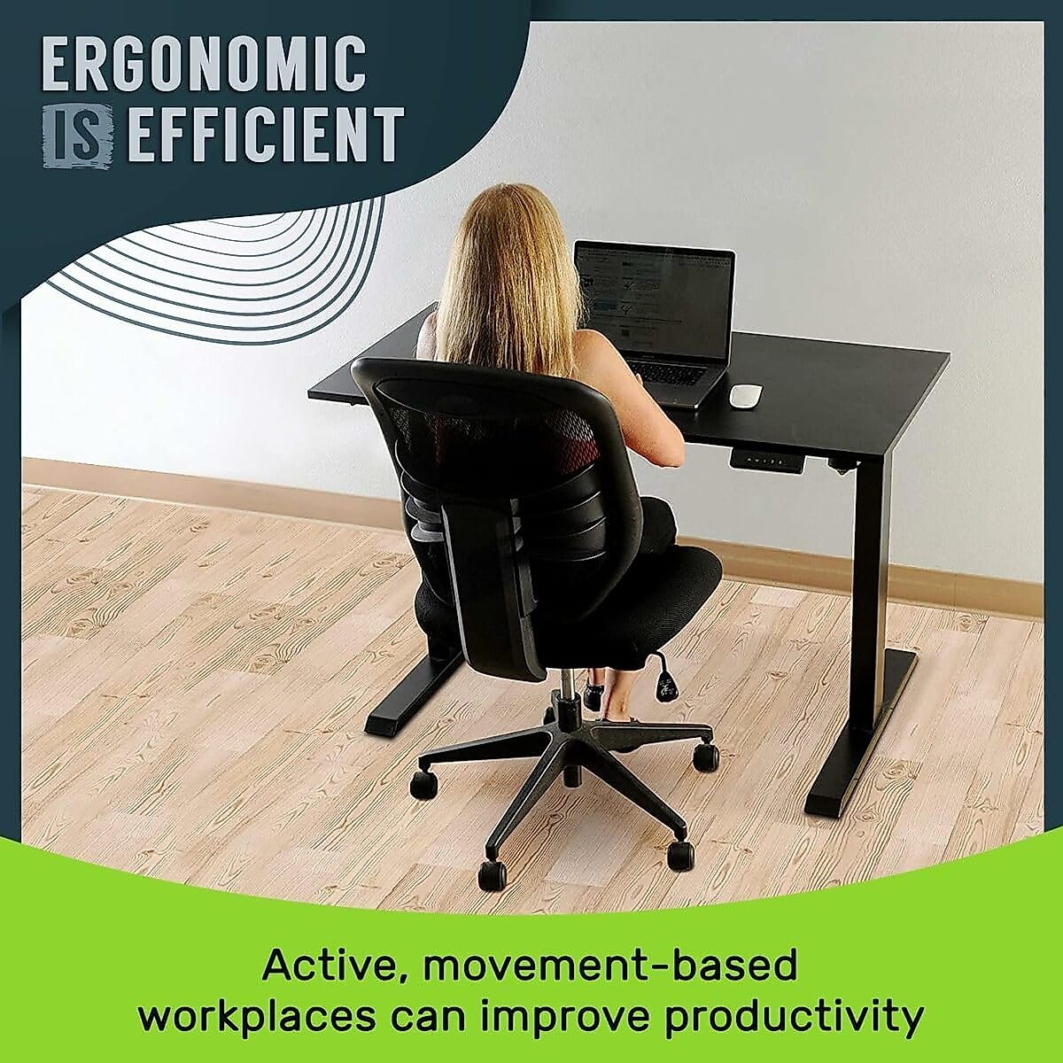 TechOrbits Electric Standing Desk Tabletop - 47 Inch Motorized Workstation Two Leg Frame Stand Up Desk with Memory Settings and Telescopic Sit-Stand Height Adjustment Black