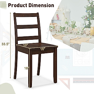 Giantex Wood Dining Chairs Set of 4 Walnut- Wooden Armless Kitchen Chairs with Solid Rubber Wood Legs, Non-Slip Foot Pads, Max Load 400 Lbs, Farmhouse Style High Ladder Back Dining Room Chairs