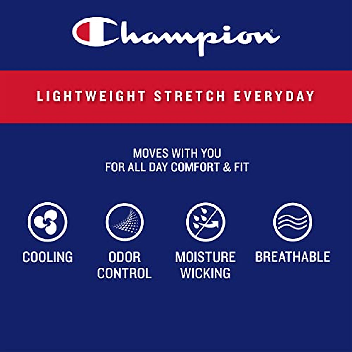 Champion Men's Underwear Boxer Briefs, Everyday Active, Lightweight Stretch, Multi-Pack, Blue Print With Champion Logo/Navy/Silverstone - 3 Pack, Large