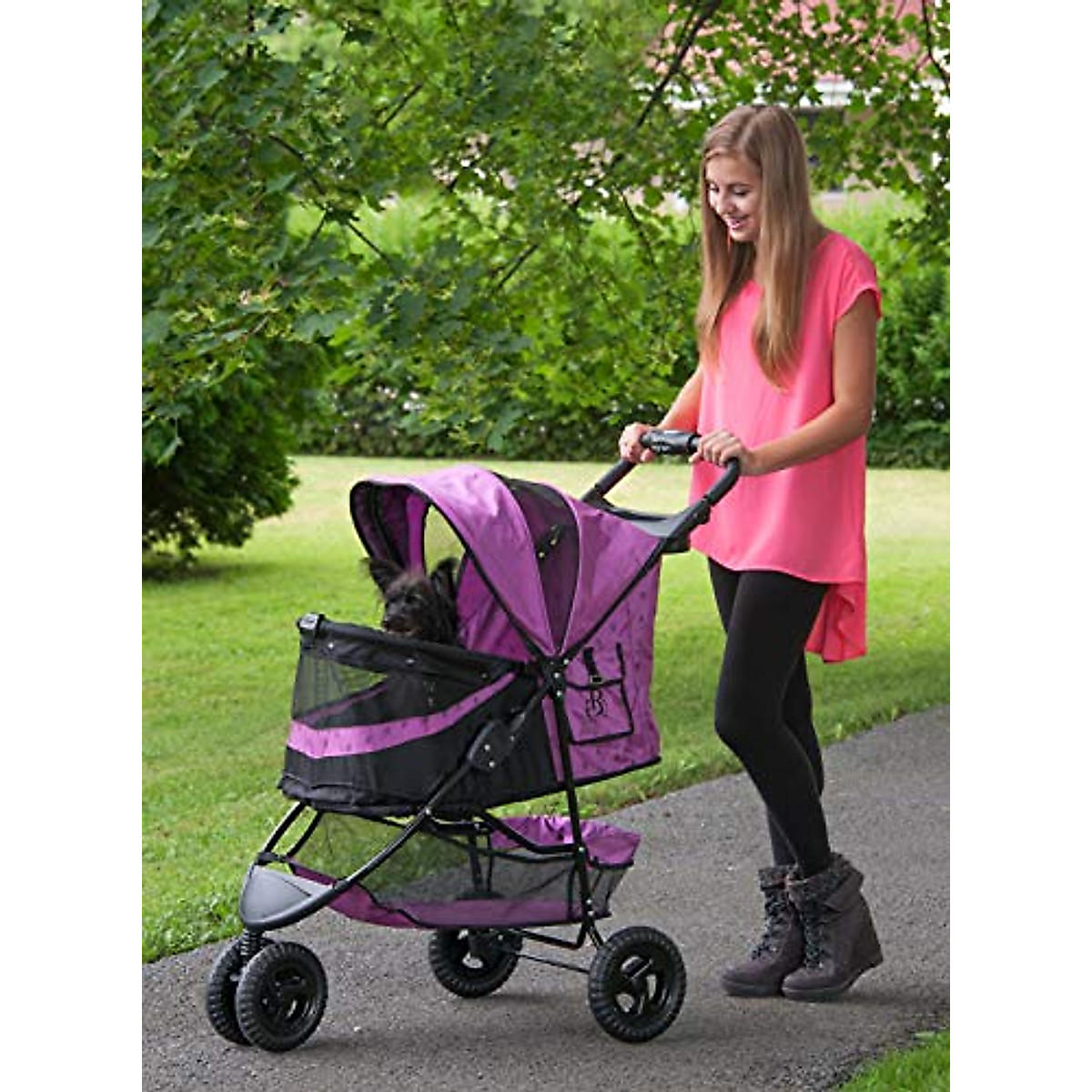 Pet Gear No-Zip Special Edition 3 Wheel Pet Stroller for Cats/Dogs, Zipperless Entry, Easy One-Hand Fold, Removable Liner, Cup Holder, 4 colors