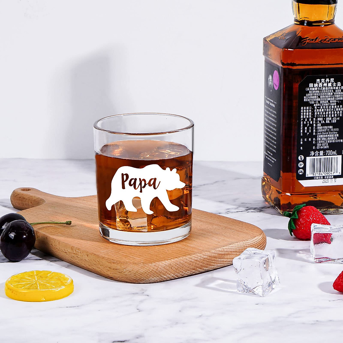 Modwnfy Mama Bear Papa Bear Whiskey ＆ Wine Glass Couples Set, New Parents Gifts, Pregnancy Announcement, New Mom ＆ New Dad Gifts, Gifts for Couples, Valentines Birthday Anniversary Baby Shower