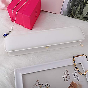 iSuperb Set of 2 Long Chain Necklace Box Velvet Interior Jewelry Gift Box Case Necklace Pendant Box Bracelet Box Jewelry Display for Wedding Engagment