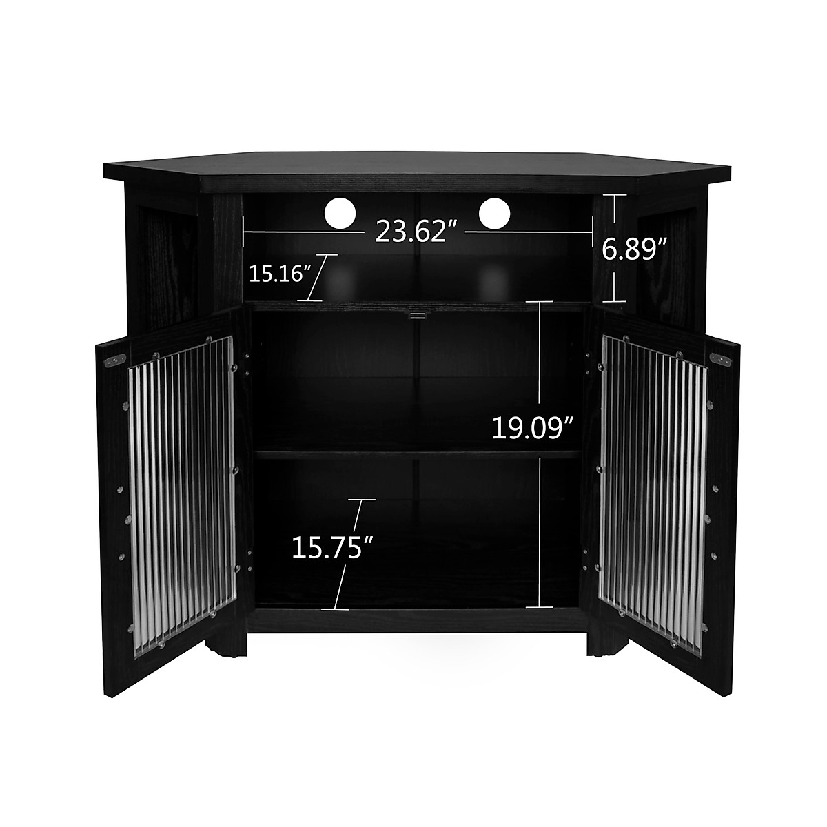 weselon Corner TV Stand for TVs up to 48 Inch, Media Entertainment Center with Storage Shelves and 2 Doors, Console Table Buffet Cabinet for Living Room Bedroom