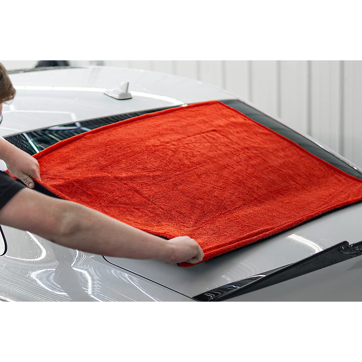 [Dreadnought Max] Triple Layer Microfiber Car Drying Towel | Twist Pile | 1400GSM | 1 Pack (30"x40", Red/Black)