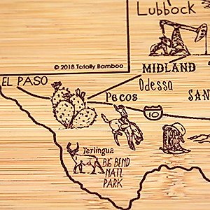 Totally Bamboo A Slice of Life Texas State Serving and Cutting Board, 11" x 8.75"