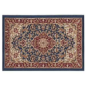 Kirsten Traditional Oriental Navy Scatter Mat Rug, 2' x 3'