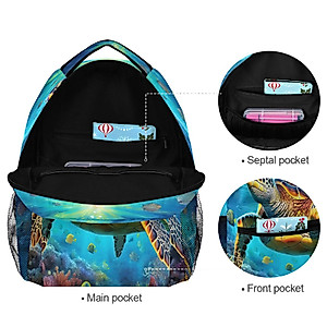 KEIGE Sea Turtle Ocean Life Backpack School Bookbag for Boys Girls 2110001