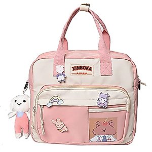 Kawaii Backpack Aesthetic Cute Bags Japanese School Bag Y2k Tote Bags Ita Bag Crossbody Girls Kawaii School Supplies (Pink, One Size)