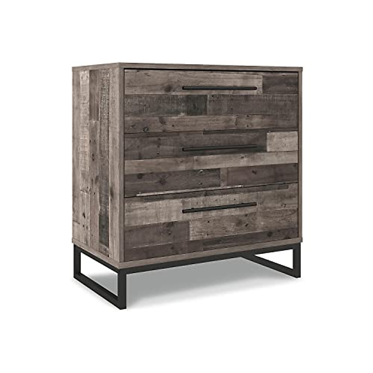 Signature Design by Ashley Neilsville Industrial 3 Drawer Chest of Drawers, Butcher Block Gray