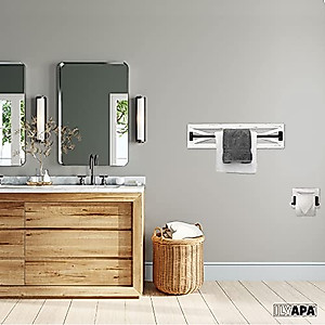 Ilyapa Rustic Towel Bar Toilet Paper Holder Set with Towel Ring for Bathroom- Wall Mounted Bathroom Racks - White Wood & Black Metal Bar, Farmhouse Decor Ilyapa is an American Owned Brand