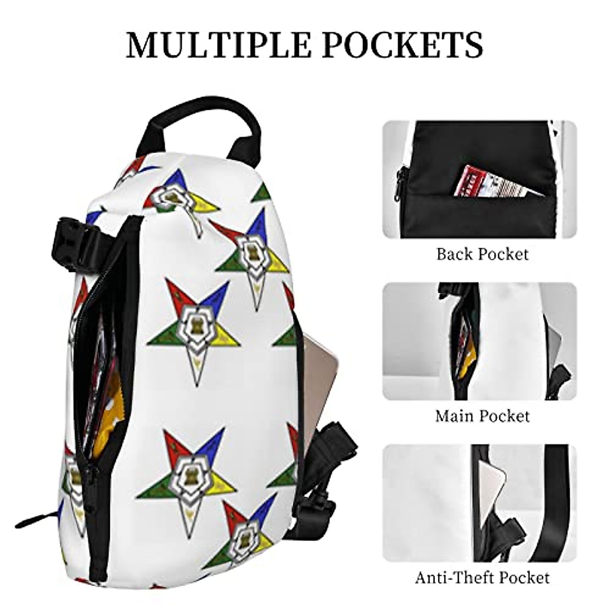 NHGFVT Stars Eastern Stars Sling Bag, Crossbody Sling Backpack Shoulder Chest Bag For Women Men, Travel Hiking Daypack (RXZE23)