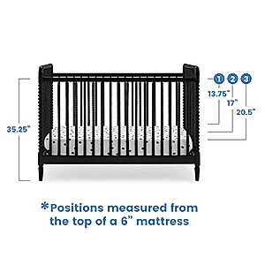 Delta Children Saint 4-in-1 Convertible Crib, Includes Conversion Rails, Greenguard Gold Certified, Black